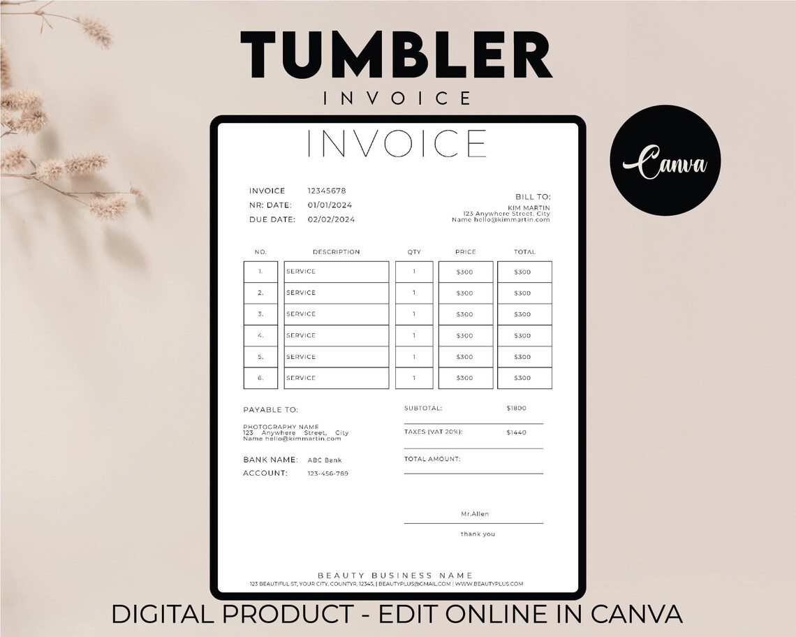Editable Tumbler Order Form Template, Editable Tumbler Work Order Froms ...