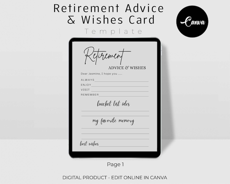 Retirement Advice and Wishes Card, Printable Modern Retiree Party Game ...
