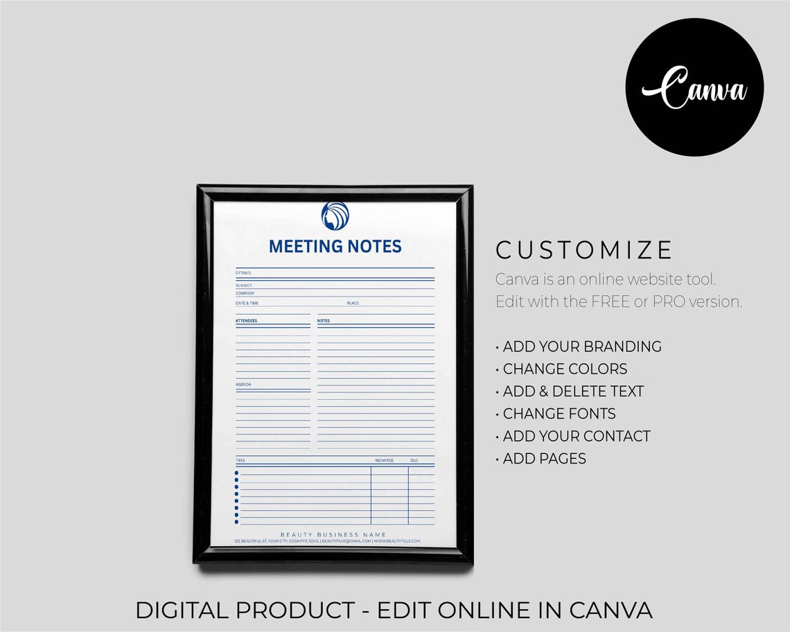 Meeting Minutes Template, Meeting Notes Template, Project Meeting ...
