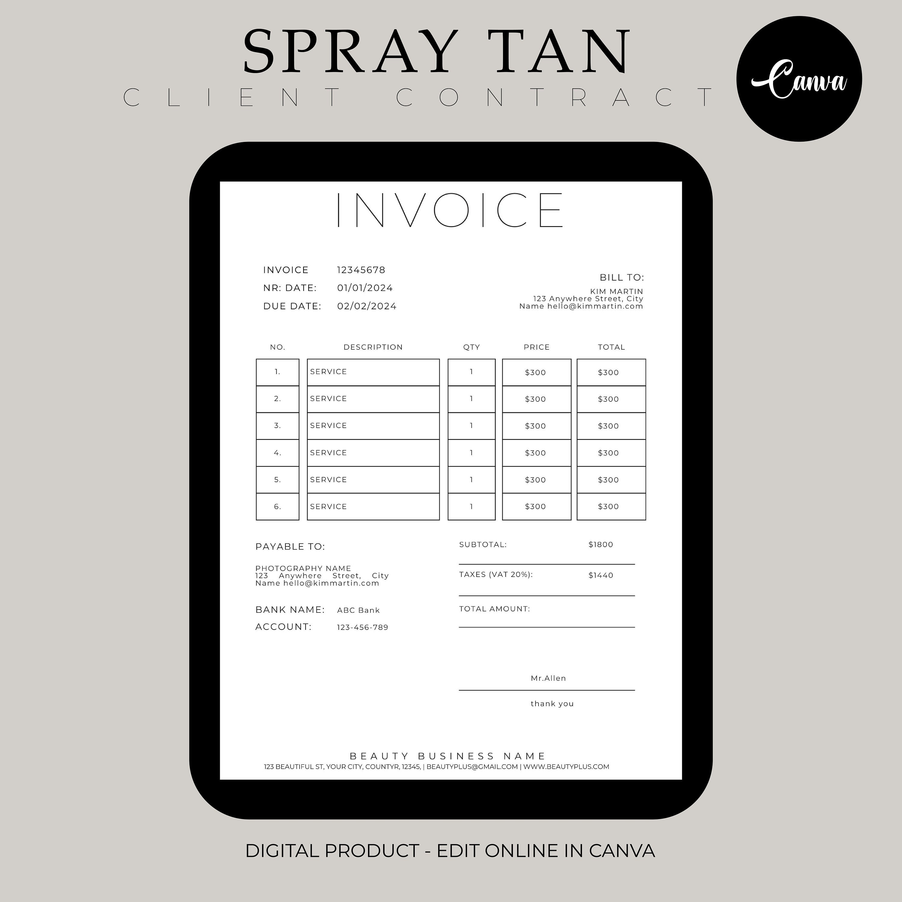 Spray Tan Consent Form, Tanning Consent, Spa Forms, Tanning Salon Forms ...