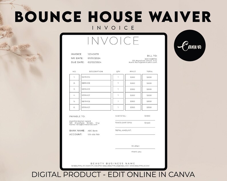 Bounce House Waiver Forms, Bounce House Rental Contract, Release of Liability Template ...