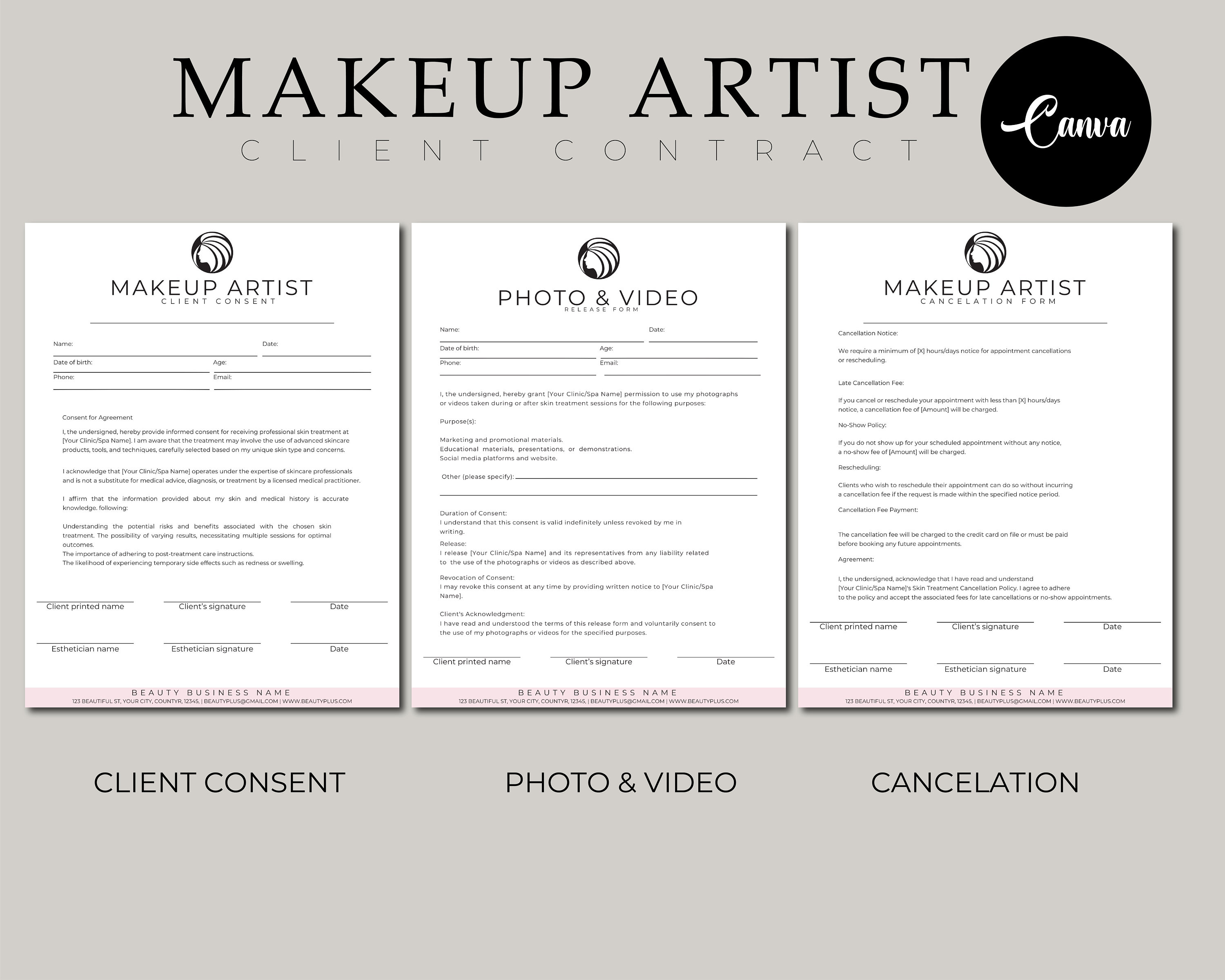 Editable Makeup Contract Template,freelance Makeup Artist Contract ...