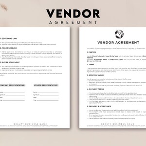 Simple Vendor Contract Template, Vendor Agreement Template ...