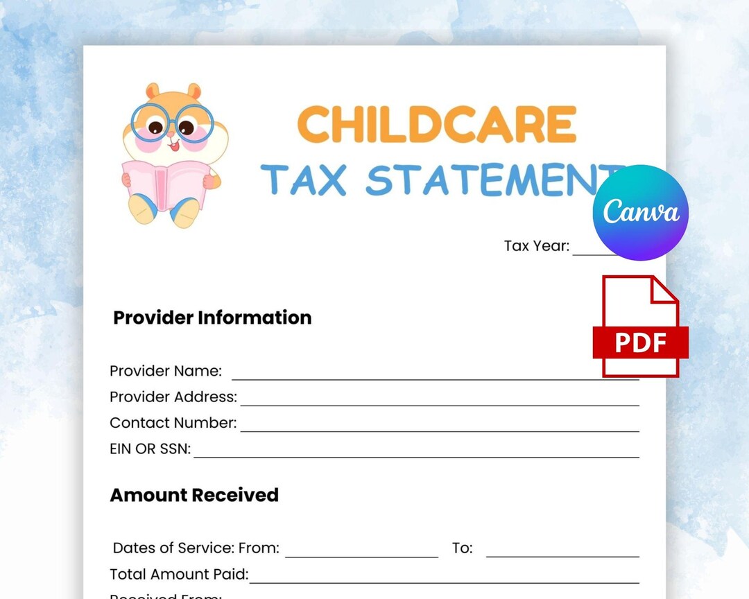 Childcare Tax Statement Template, Daycare Tax Statement Template, End ...