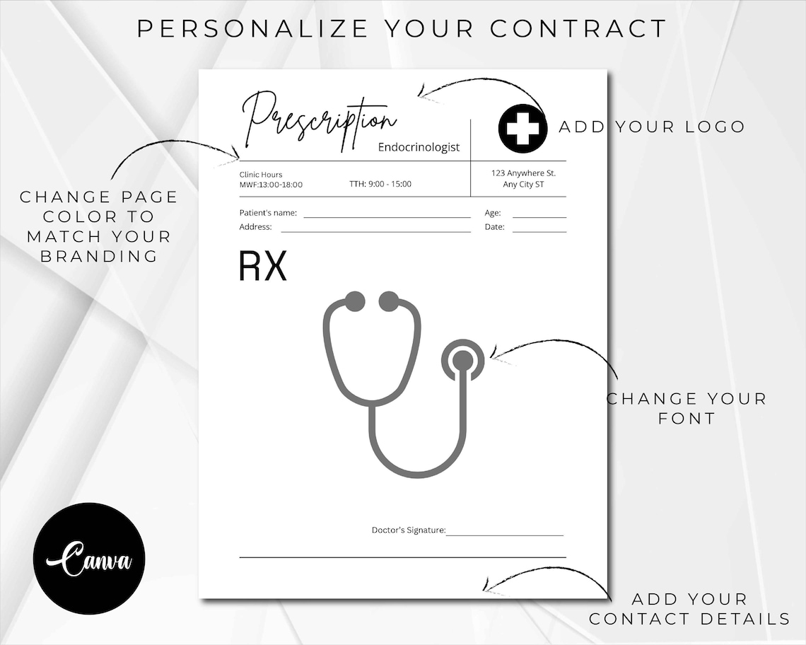 Editable Doctor Prescription Pad Template, Prescription Sheet, Editable ...