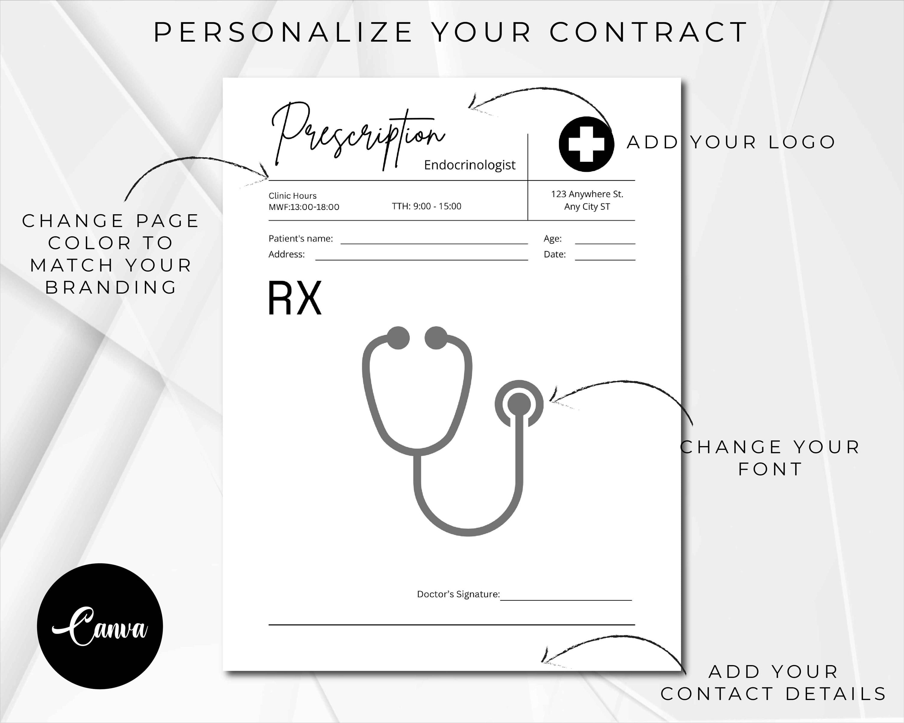 Editable Doctor Prescription Pad Template, Prescription Sheet, Editable ...