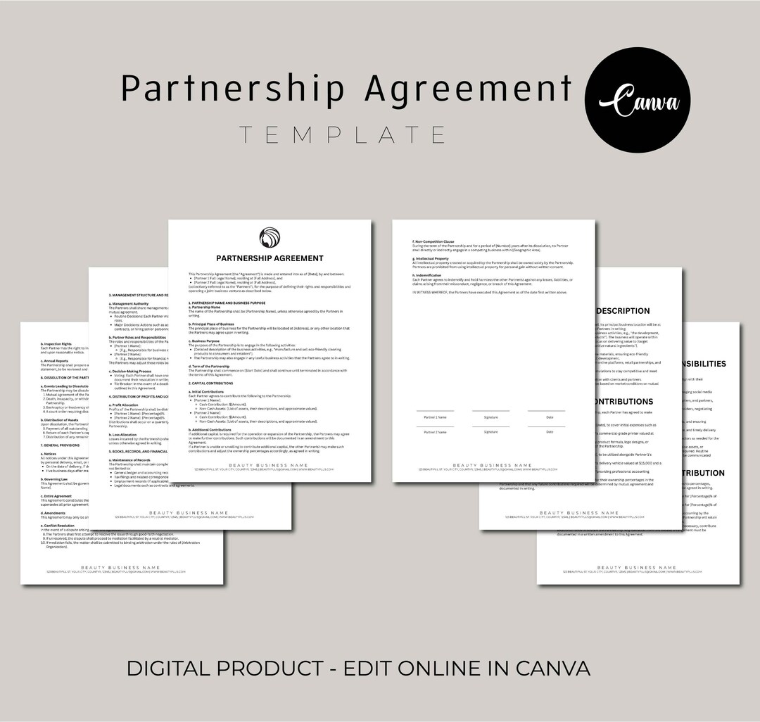 Partnership Agreement Template, Partnership Agreement Samples ...