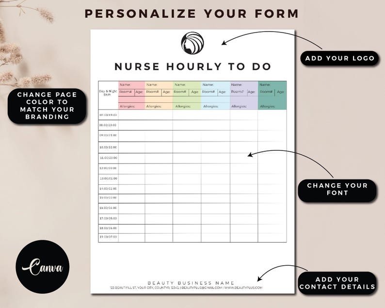 Editable Hourly Nursing Shift Planner, Nurse Hourly to Do, Medsurg ...