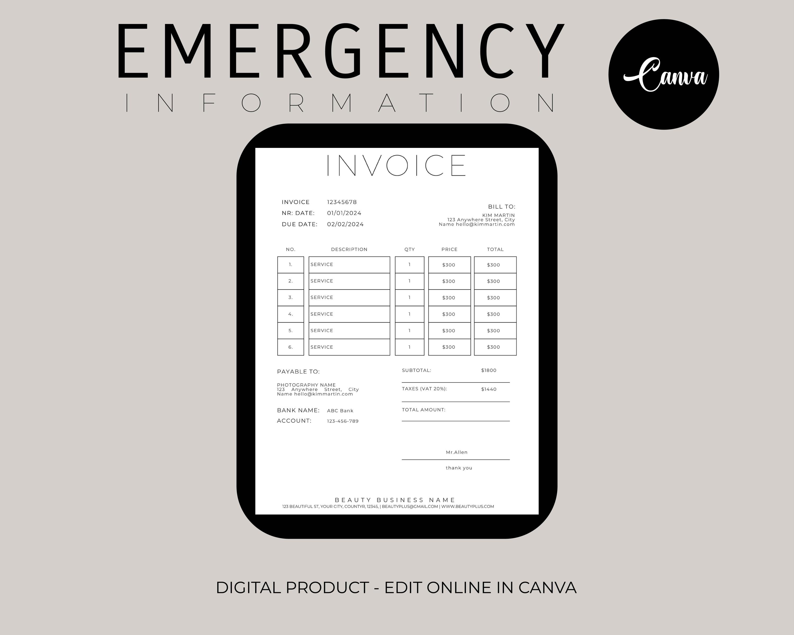 Emergency Information Sheet, Babysitting Printable Babysitter Notes ...