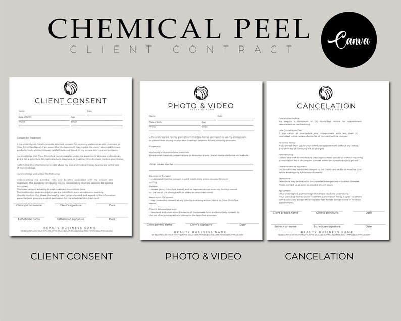 Chemical Peel Forms, Editable Esthetician Templates, Chemical Peel ...