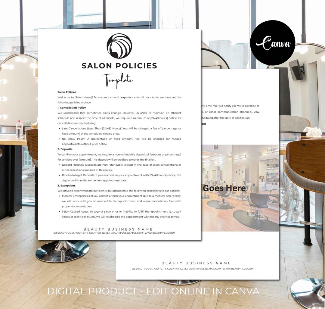 Editable Salon Policies Template, Beauty Spa Business Forms, Editable ...