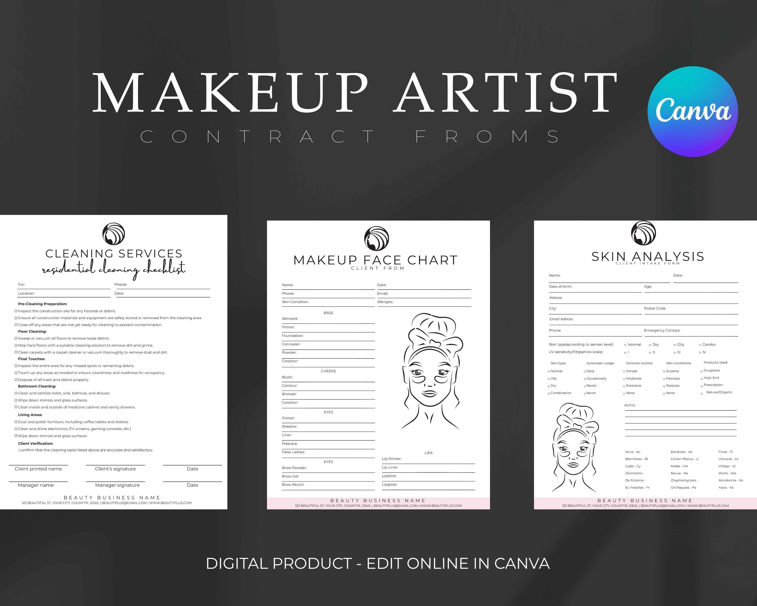 Editable Makeup Contract Template,freelance Makeup, Makeup Artist ...