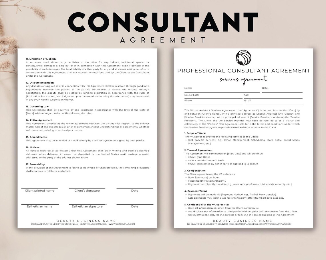 Consulting Contract Agreement, Consultant Services Forms, Business ...