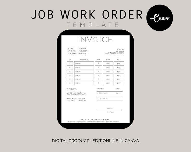 Printable Job Work Order Form, Easy and Simple Job Work Order Form ...