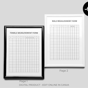 Printable Theatre Costume Measurement Form, Body Size Chart Printable ...