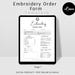 Embroidery Order Form Template, Embroidery Order Contract, Custom ...