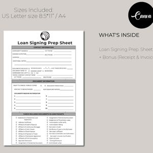 Printable Notary Loan Signing, Agent Signing Prep Sheet, Intake Form ...