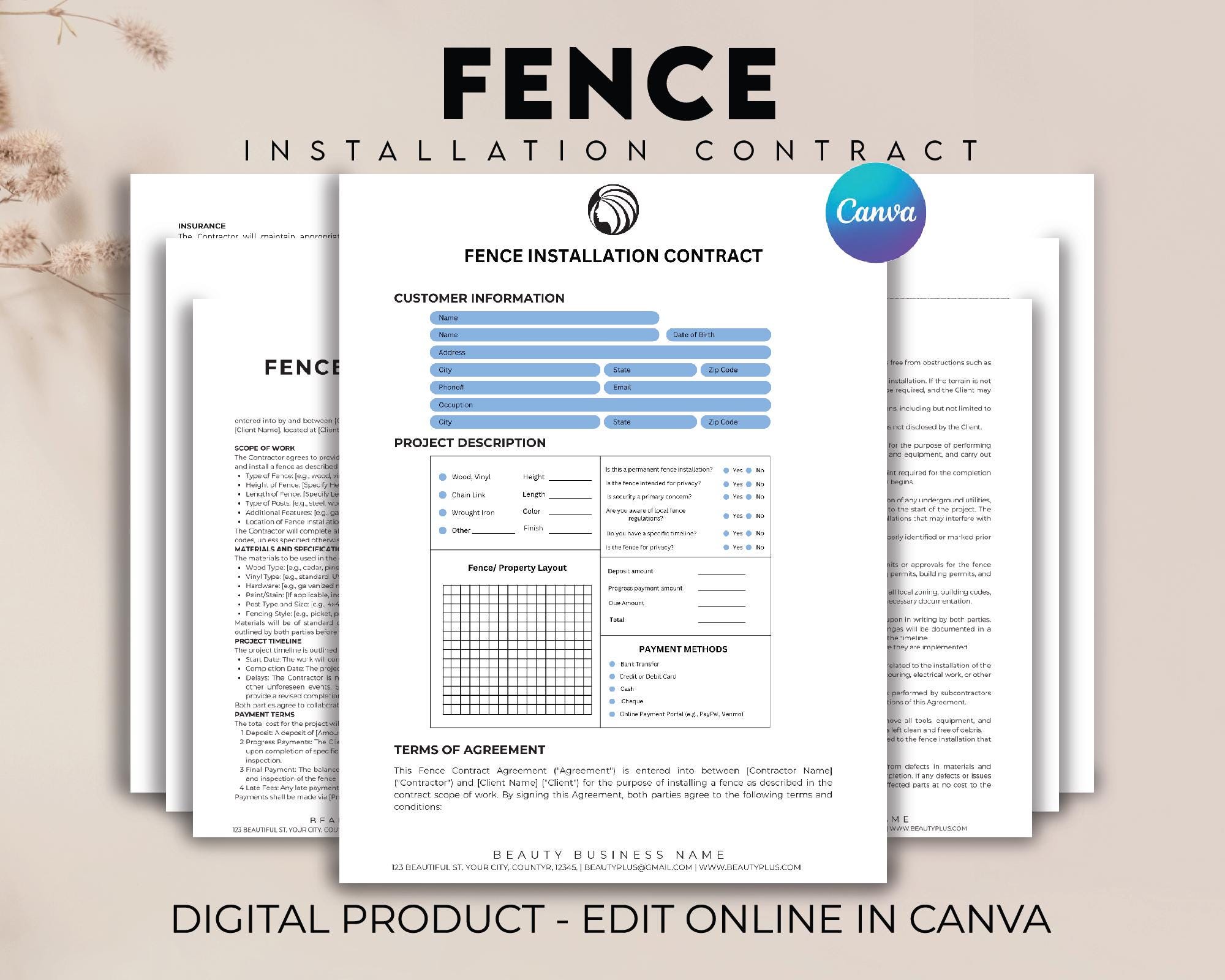 Editable Fencing Contract Template, Professional Fencing and Gates ...