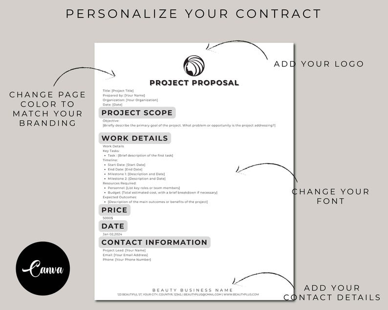 Project Proposal Minimal Business Templates, Creative Onboarding Bundle ...