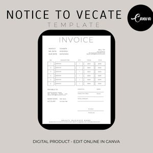Landlord Notice to Vacate to Tenant, Eviction Notice, Editable Canva ...