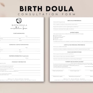 Doula Client Intake Forms Bundle, Birth Doula Contract Forms ...