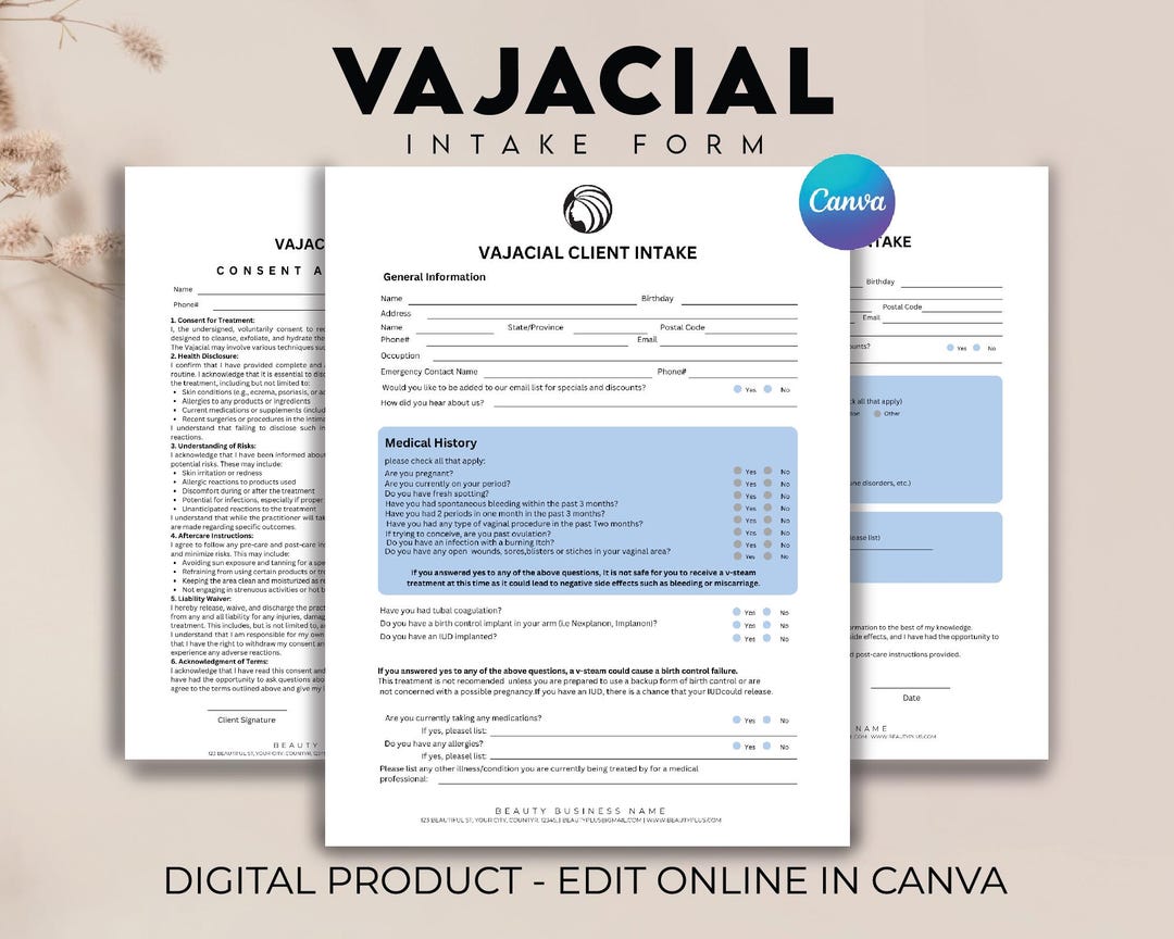 Vajacial and V-steam Consent Form, Vajacial Facial, Skincare ...
