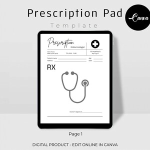 Editable Doctor Prescription Pad Template, Prescription Sheet, Editable ...