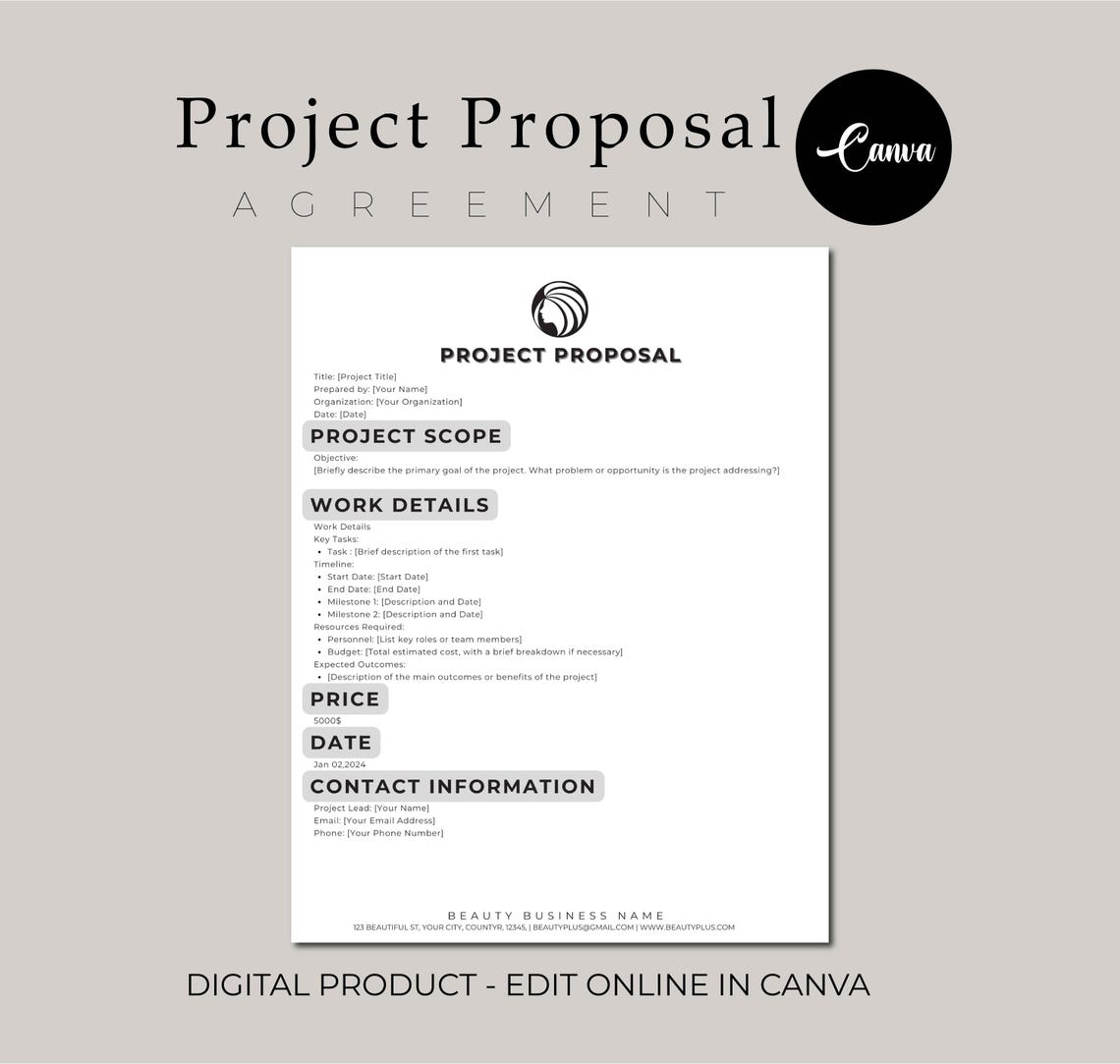 Project Proposal Minimal Business Templates, Creative Onboarding Bundle ...