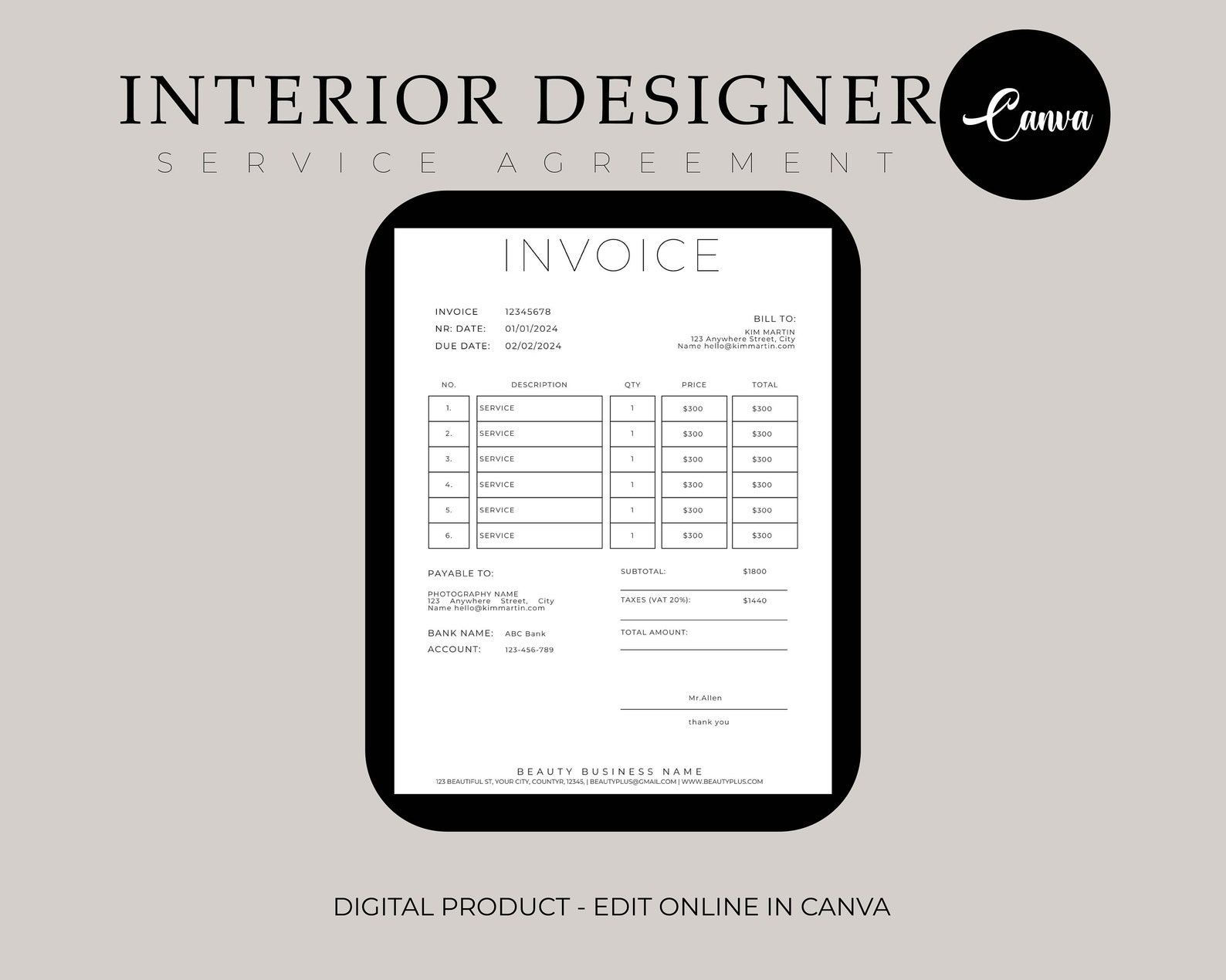 Interior Designer Contract Template, Client-designer Agreement Template ...