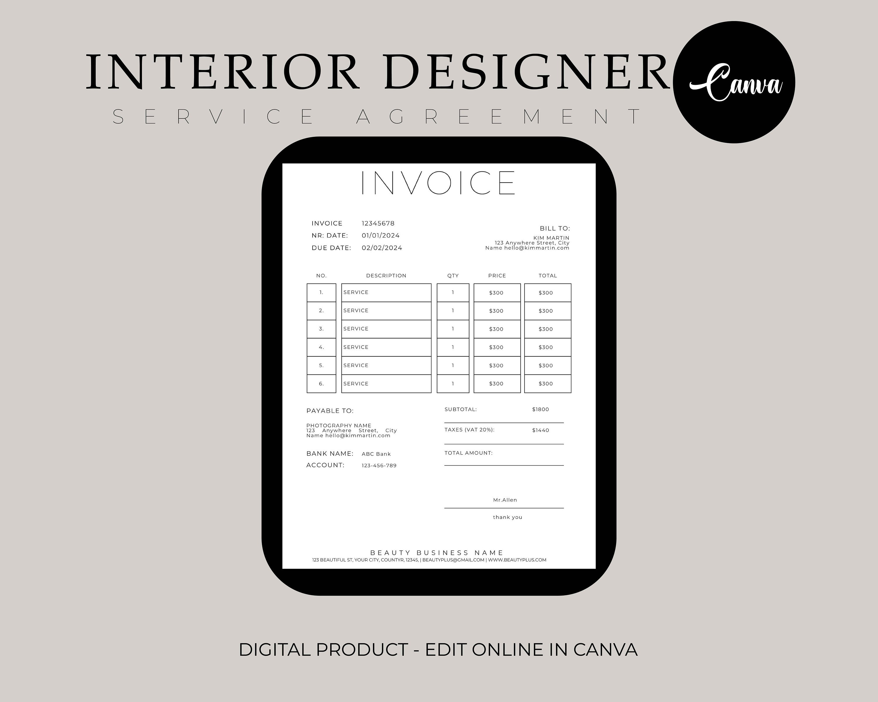 Interior Designer Contract Template, Client-designer Agreement Template ...