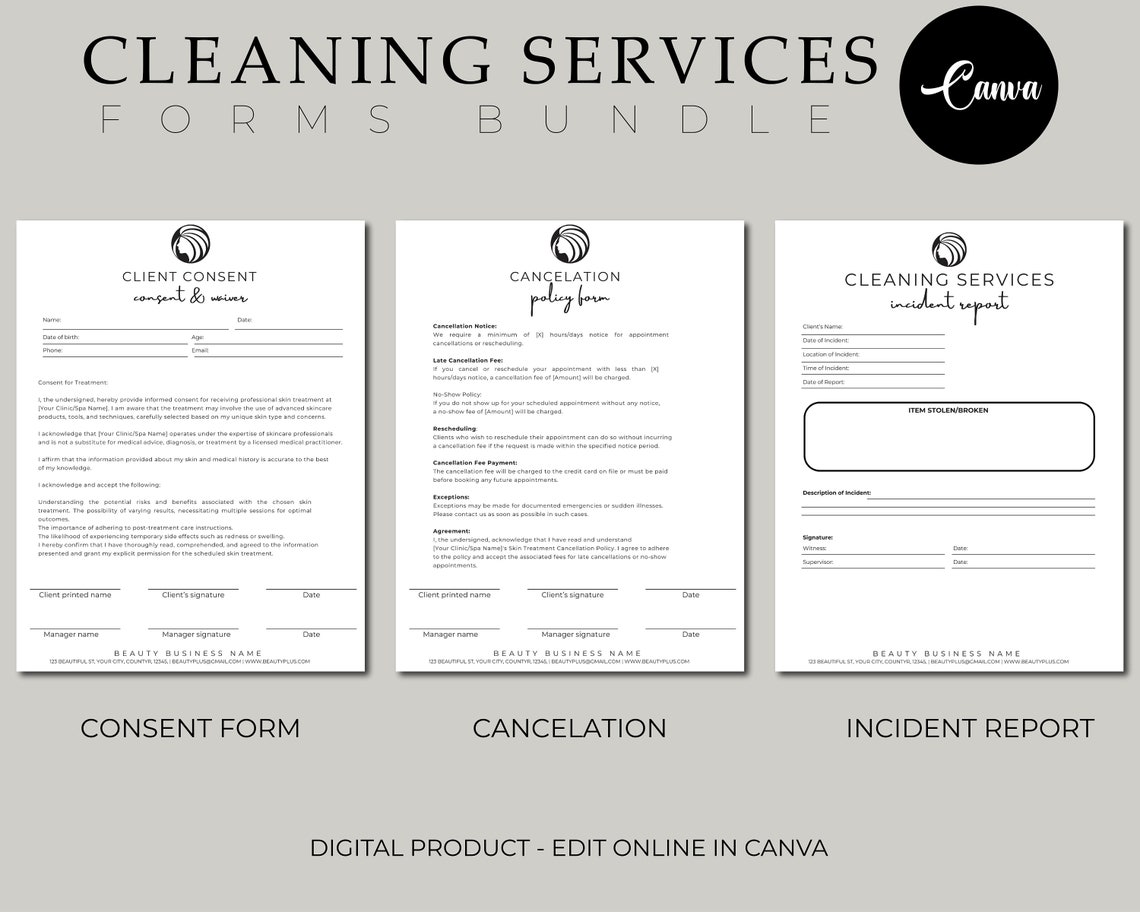 Cleaning Business Document Bundle, Editable Cleaning Service Agreement ...