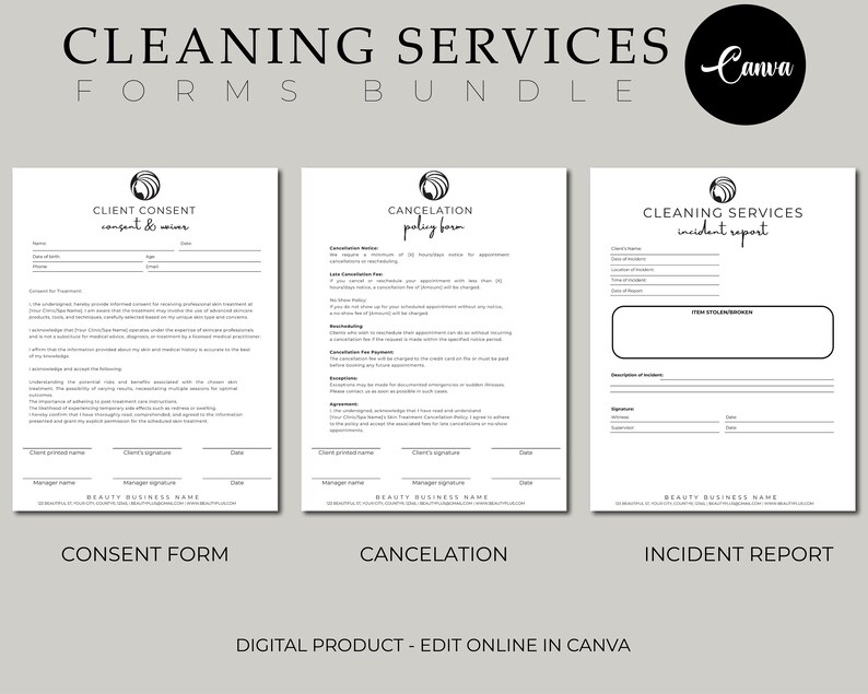 Cleaning Business Document Bundle, Editable Cleaning Service Agreement ...