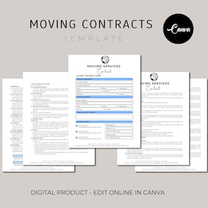 Editable Moving Contracts Template, Moving Services Contract, Canva ...