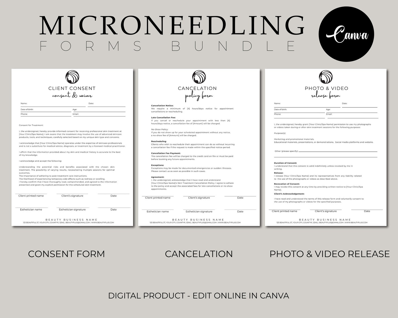 Microneedle Form, Microneedle Consent, Microneedling Aftercare ...