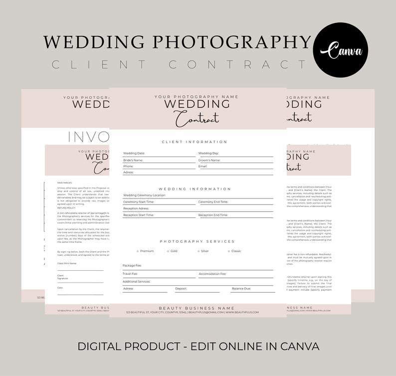 Wedding Photography Contract Template, Contract for Photographers ...