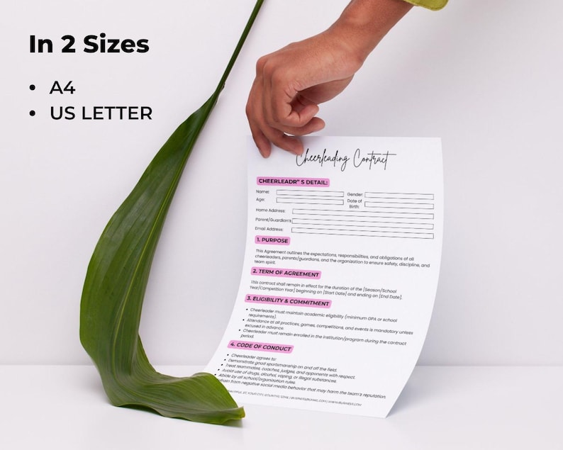 Cheerleading Contract Template, Cheerleading Tryout, Coaching Forms ...
