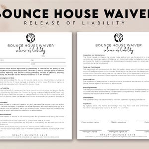 Bounce House Waiver Forms, Bounce House Rental Contract, Release of ...