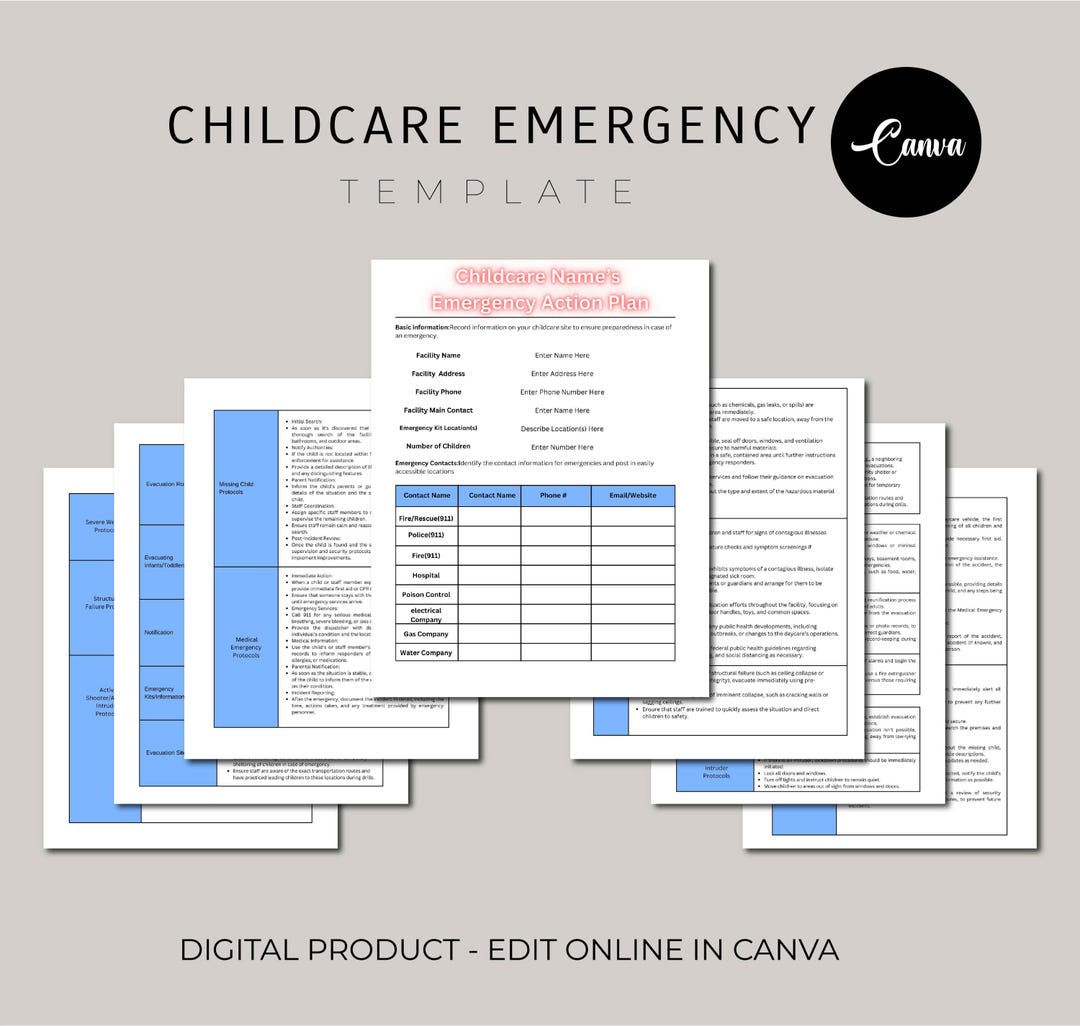 Daycare Emergency Plan, Emergency Preparedness, Childcare Emergency ...
