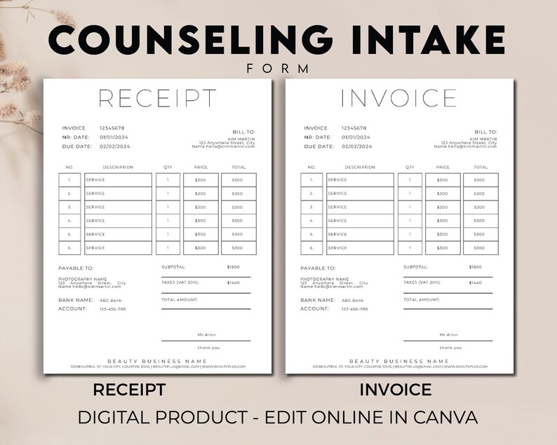 Counseling Intake Form, Mental Health Intake Form Template, Informed ...