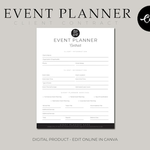 Editable Event Planner Contract Template, Canva Template, Event ...