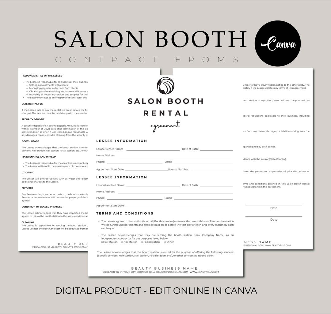 Professional Salon Booth Rental Contract, Salon Station, Spa Rental ...