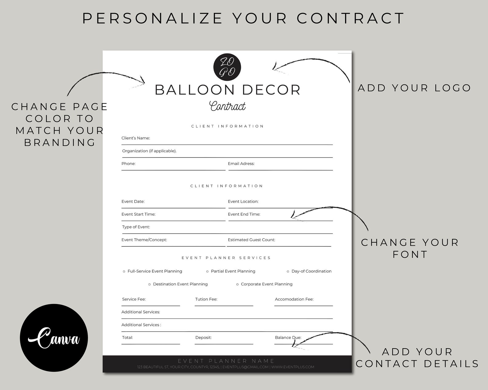 Balloon Artist Contract Template, Balloon Stylist Agreement, Balloon ...