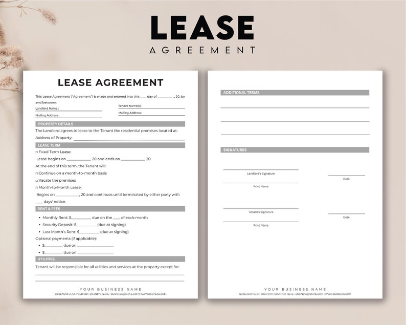 Simple One Page Lease Agreement, Residential Lease, Landlord Tenant ...