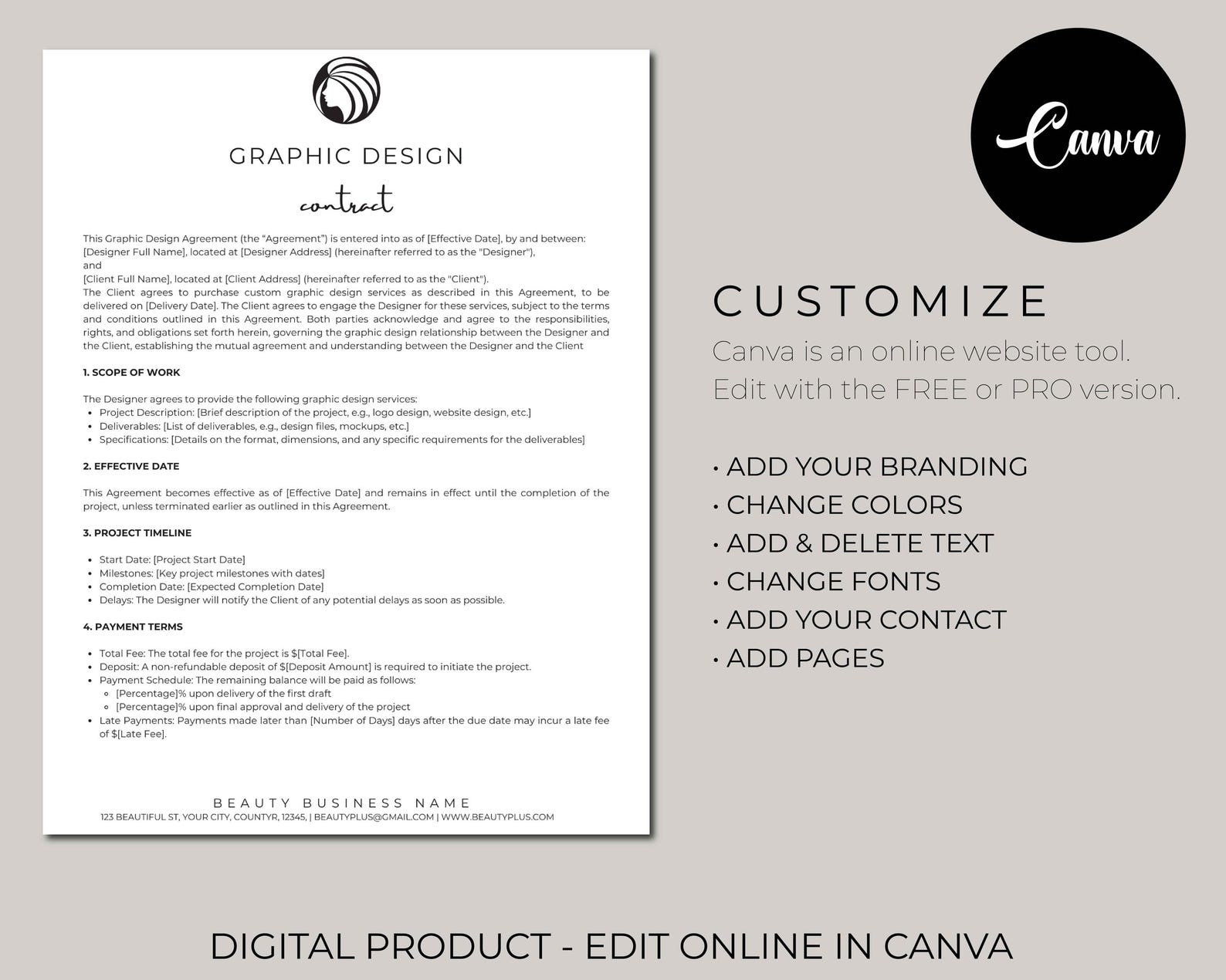 Graphic Design Contract, Design Services Forms, Contract for Graphic ...