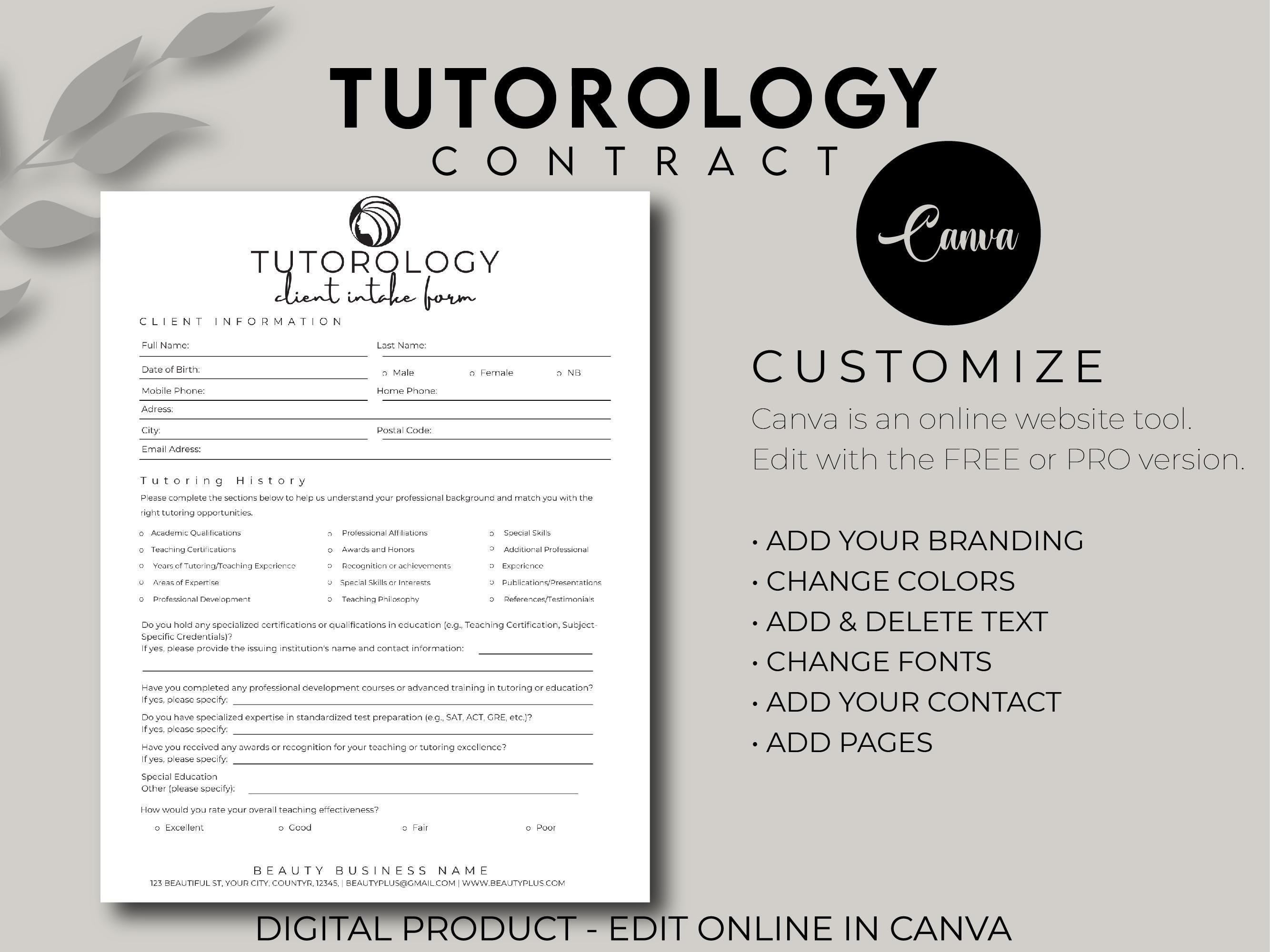 Tutoring Contract, Tutoring Services Agreement Template, Tutor Business ...