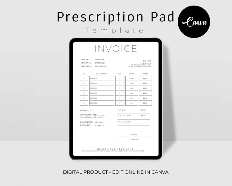 Editable Doctor Prescription Pad Template, Prescription Sheet, Editable ...