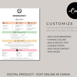 Emergency Information Sheet, Babysitting Printable Babysitter Notes ...