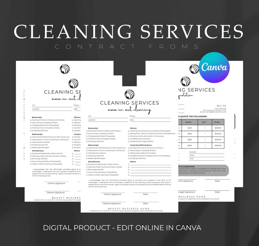 Cleaning Business Document Bundle, Editable Cleaning Business Documents ...