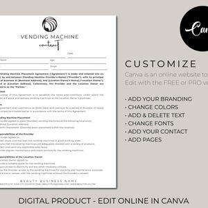 Professional Vending Machine Contract Template, Editable in Canva ...
