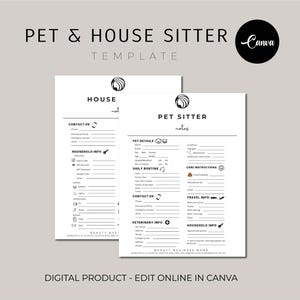 Pet Sitter Instructions, House Sitter Instructions, House Sitter, Dog ...